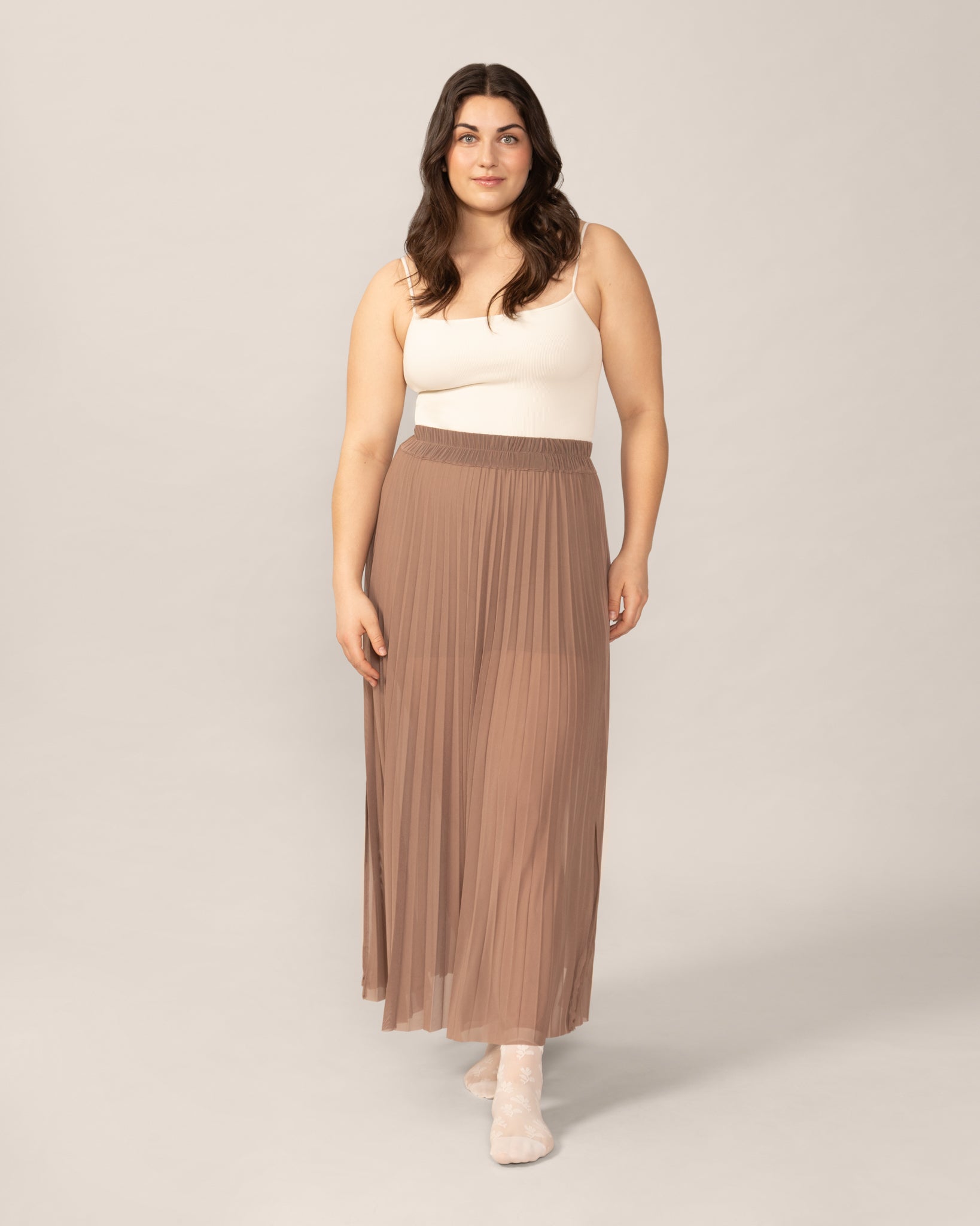 Sheer Mesh Layering Skirt in Mocha Mousse | From Rachel
